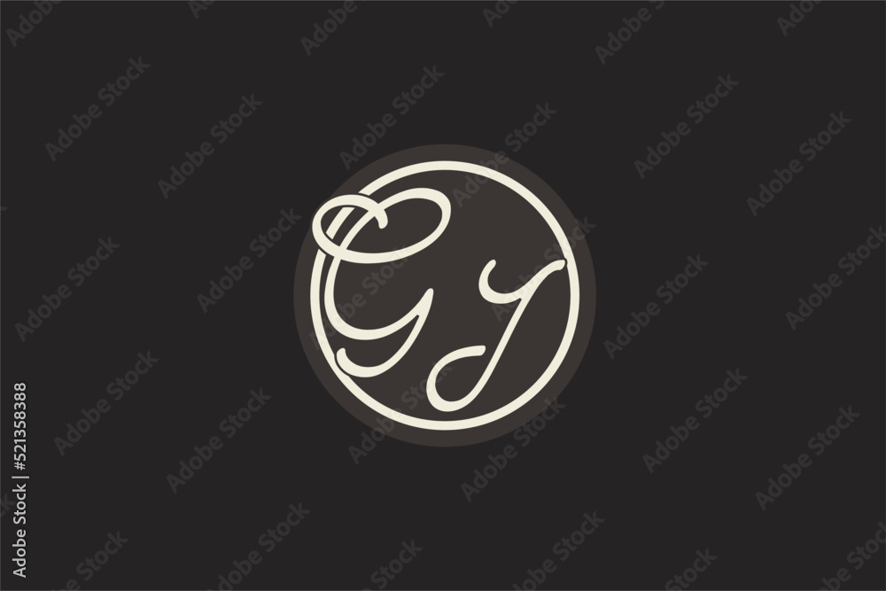 Initial letter GI monogram logo with simple and creative cirle line ...