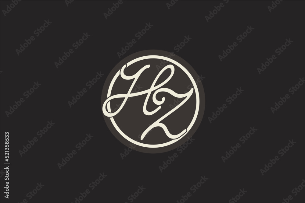 Initial letter HZ monogram logo with simple and creative cirle line ...
