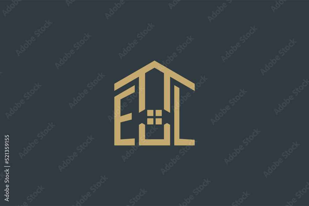 Initial EL logo with abstract house icon design, simple and elegant ...