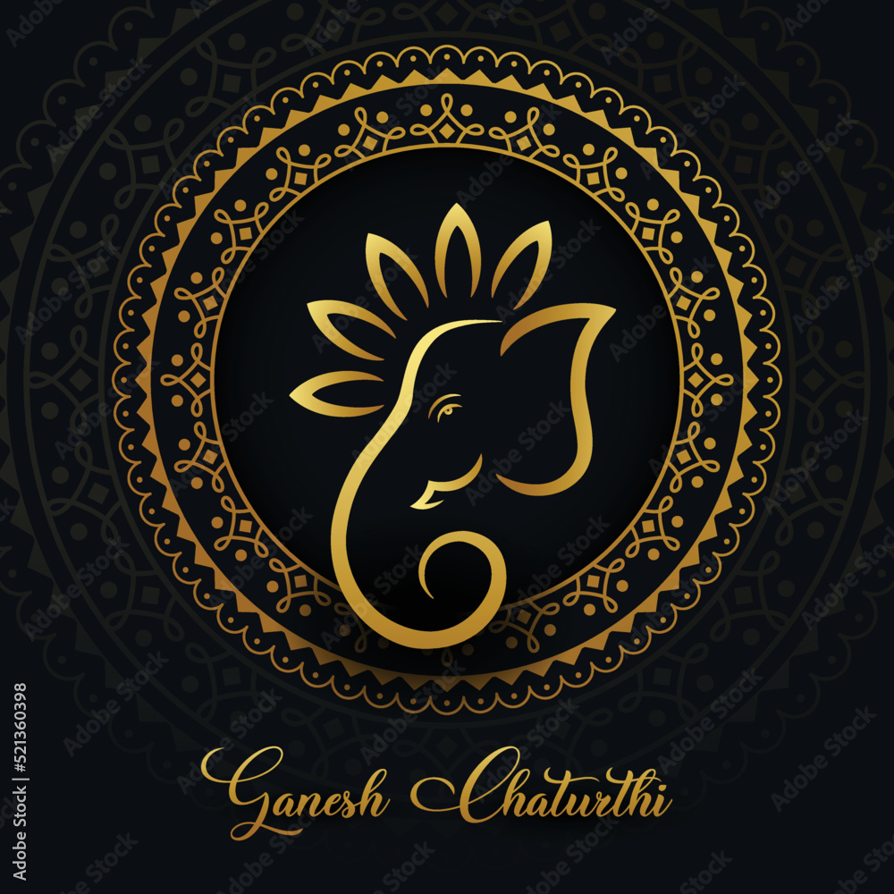 Lord Ganesh Golden face for Happy Ganesh Chaturthi Stock Vector | Adobe ...