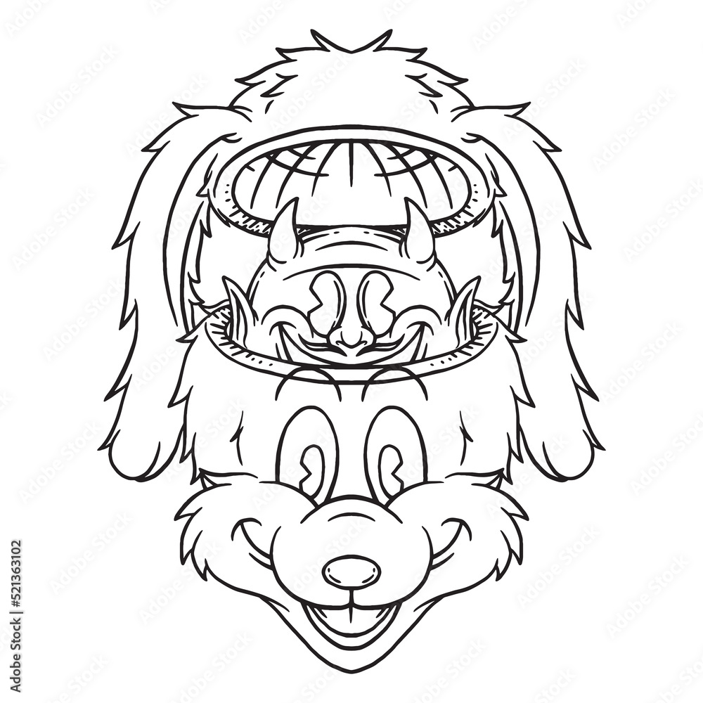 Coloring illustration of cartoon evil thought mascot Stock Vector ...