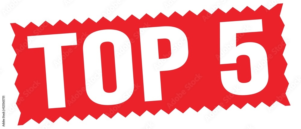 TOP 5 text written on red stamp sign. Stock Illustration | Adobe Stock