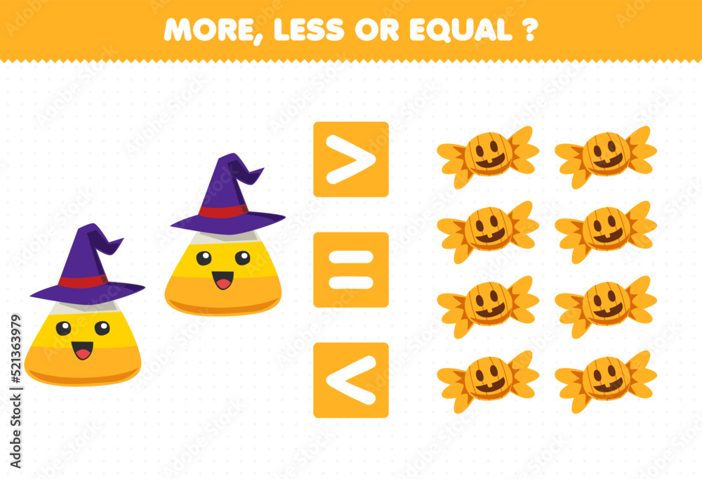 Education game for children more less or equal count the amount of cute ...