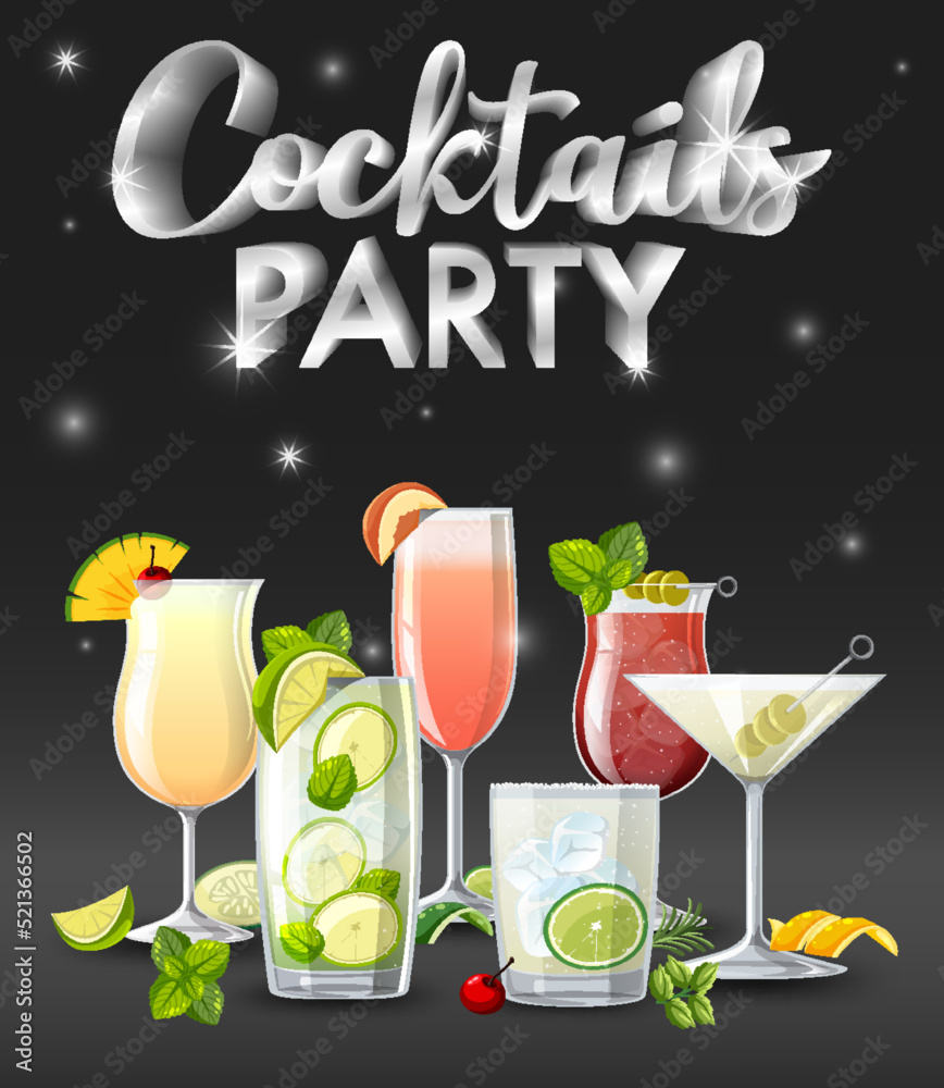 Cocktails Party Sparkling Background Stock Vector | Adobe Stock