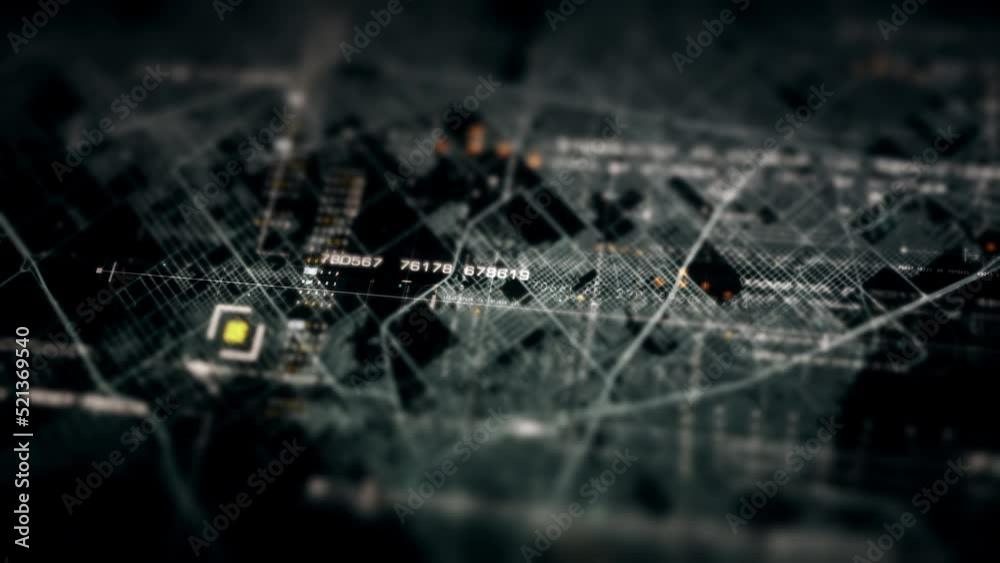 Futuristic hi-tech user interface digital map head up display elements ...