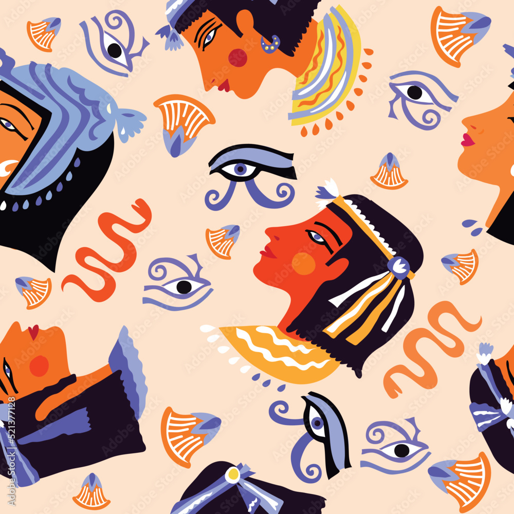 Seamless pattern vector illustration of the Egyptian ancient ornament ...