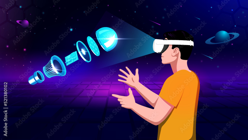 Visualizing and Experiencing a 3D model of an exploded electric light ...