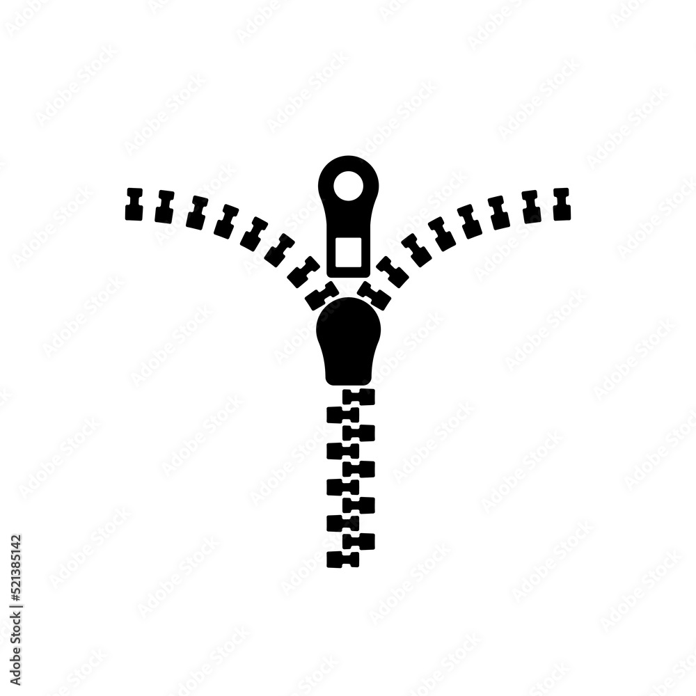 Zipper flat icon. Template zippered lock and unlock. Fastener silhouette. Vector illustration ...