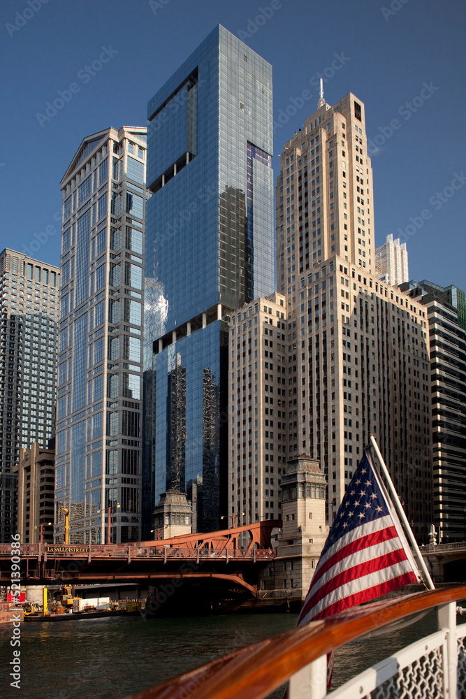 La Salle Street Bridge and some Chicago skyscrapers from an ...