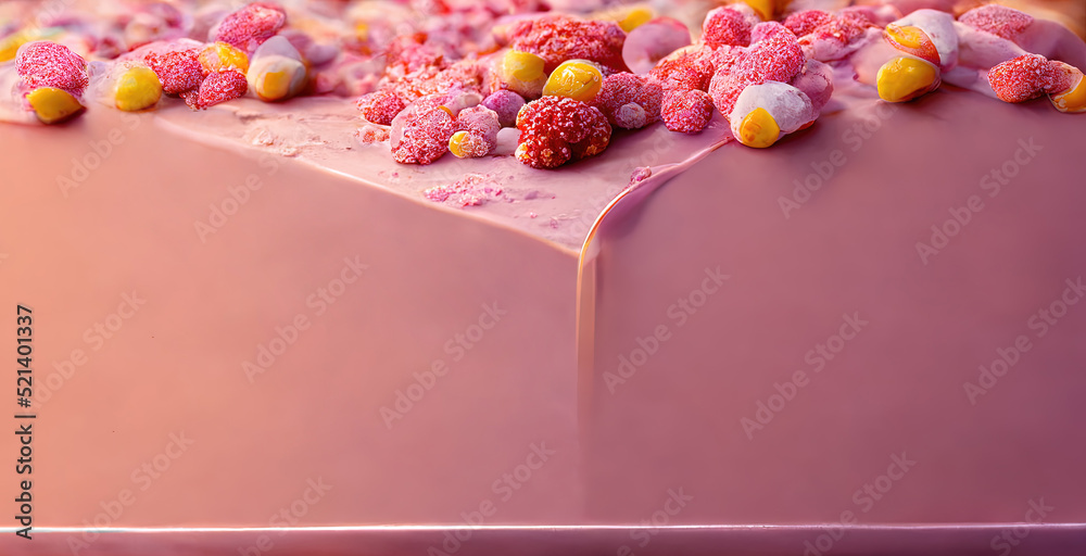 Pink candy cake header banner as dessert illustration Stock ...