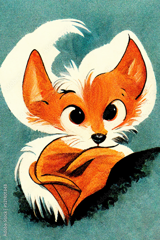 Cute orange foc cartoon character illustration Stock Illustration ...