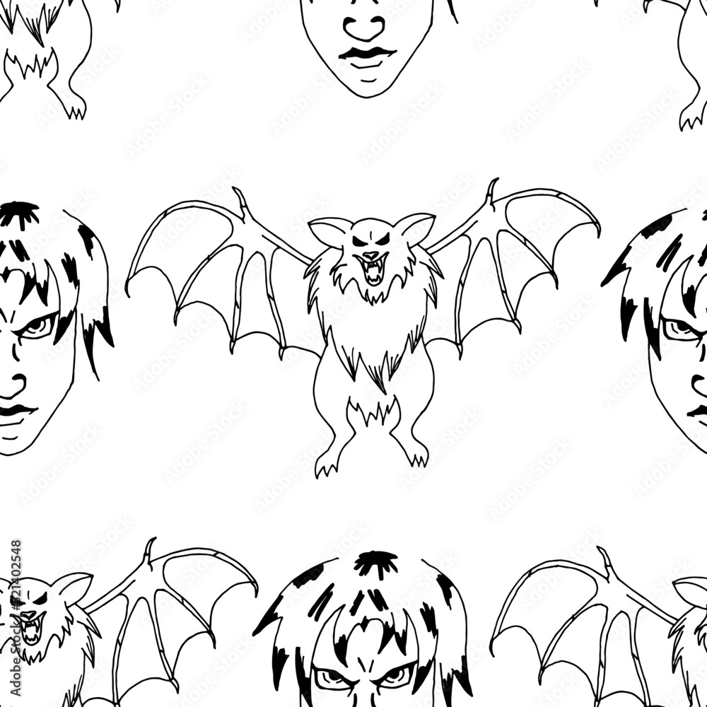 Vector illustration of a halloween background with angry vampire man ...