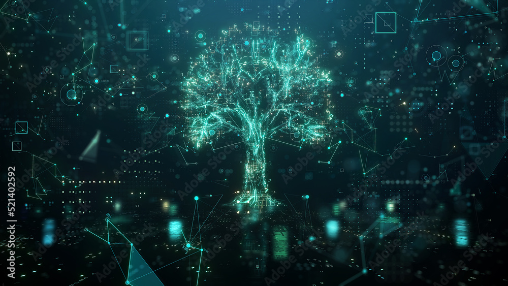 Digital Tree. Digital GPU. Information flow. Processing information. AI ...