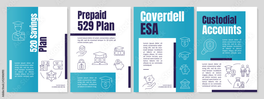 Saving money for college blue brochure template. Budget. Leaflet design ...