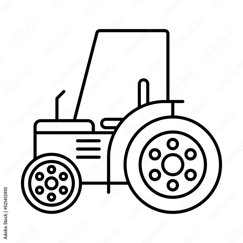 harvesting and threshing machine vector line icon design, Farming and ...