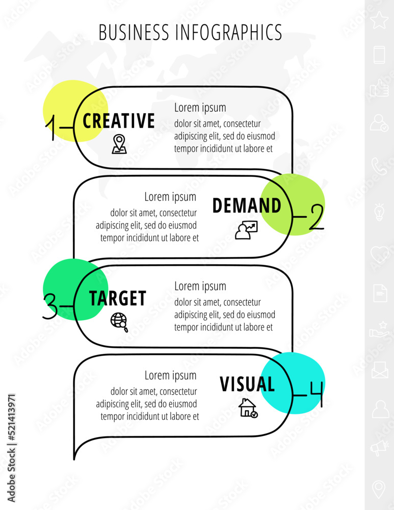Vector infographic thin line. Speech bubbles design label with icons ...