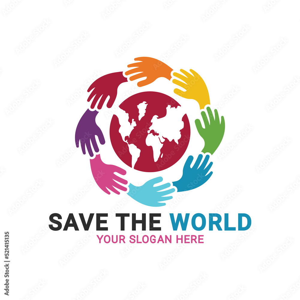 Save the world logo, Human hands holding globe, Teamwork hands logo ...