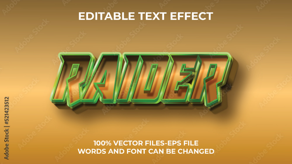 Editable text effect raider , 3d creative and minimal font style Stock ...