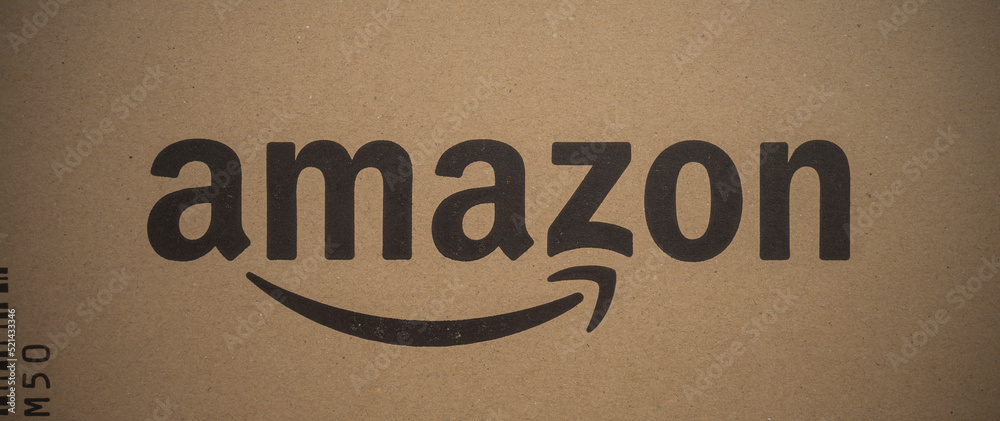 Amazon logo on cardboard. アマゾンのロゴ。段ボール Stock Photo | Adobe Stock