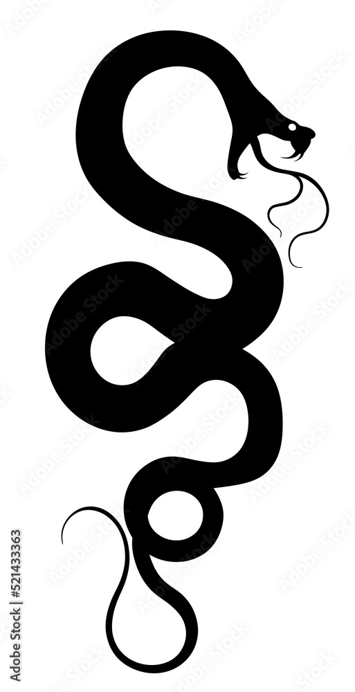 Silhouette of a snake. Isolated snake illustration. Stock Illustration ...