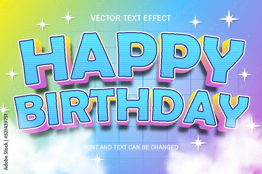 happy birthday font typography 3d editable text effect style lettering ...