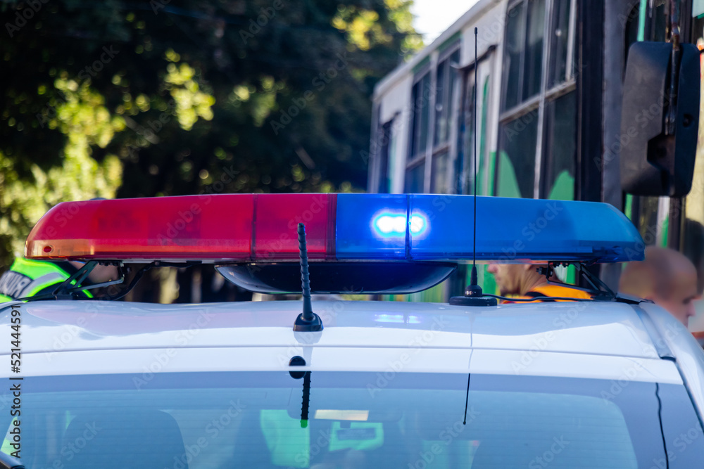 Police car. Flashing beacons. Siren. Flashers. police lights Stock ...