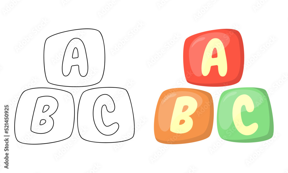 Set of vector illustrations Cubes ABC isolated on white background in ...