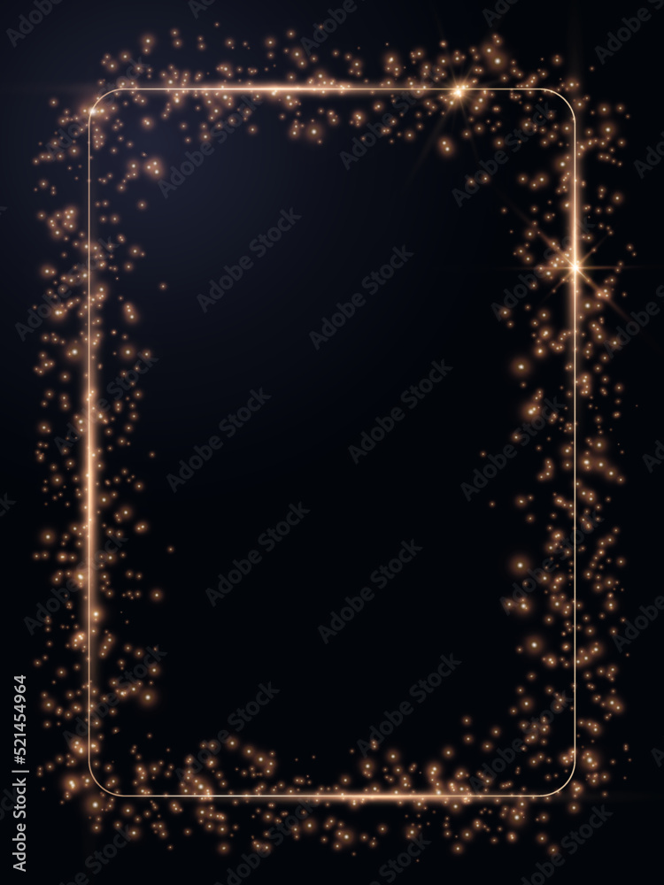 Festive vertical Christmas and New Year shining border with gold ...