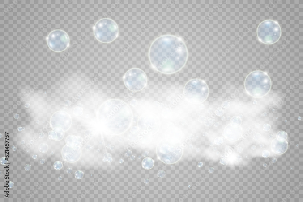 White beautiful bubbles on a transparent background vector illustration ...