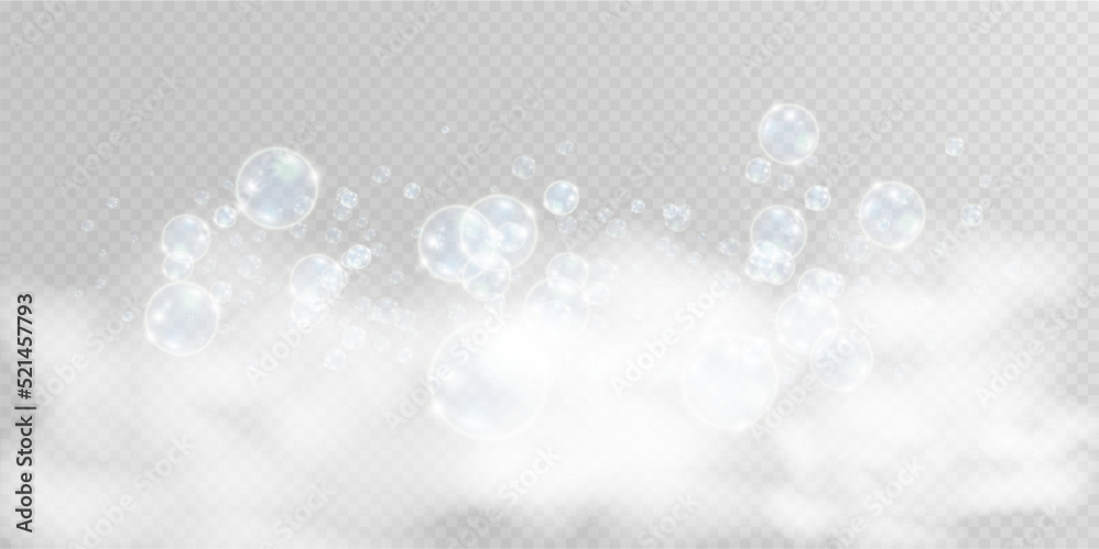 White beautiful bubbles on a transparent background vector illustration ...