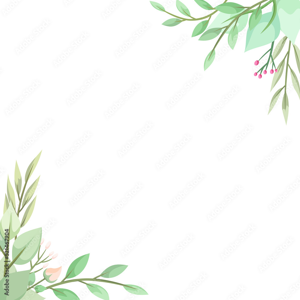 leaves greenery frame border for social media post template, greeting ...