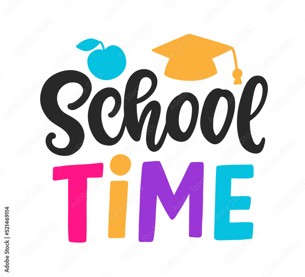 School Time Vector hand lettering banner template Stock Vector | Adobe ...