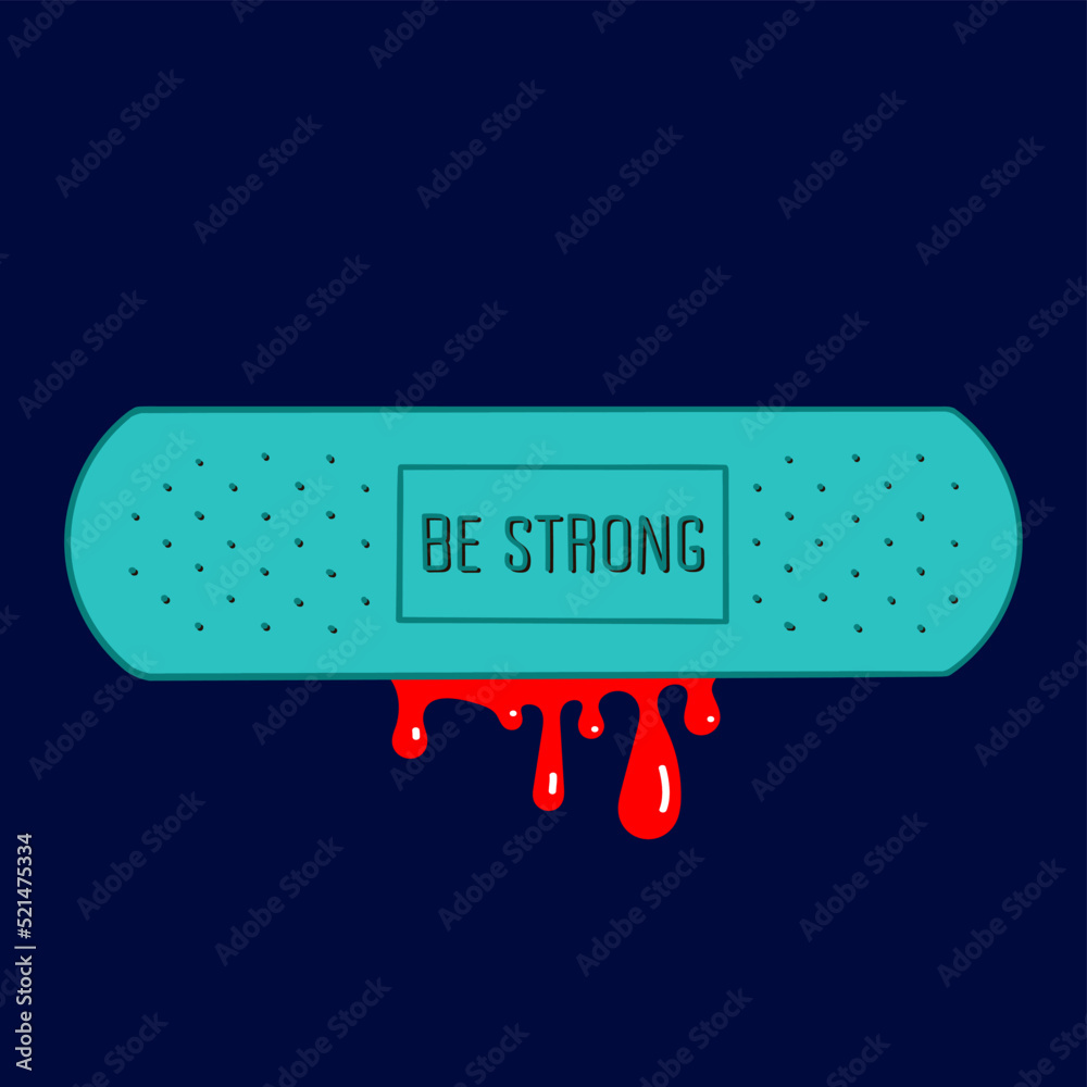 vector linear image of an adhesive plaster pasted on a bleeding wound ...