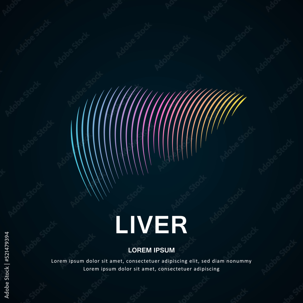 Human liver medical structure. Vector logo liver color silhouette on a ...