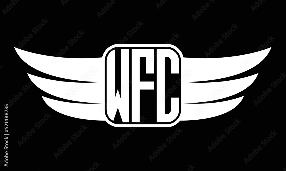 WFC three-letter Wing logo design. flying Vector template Stock Vector ...