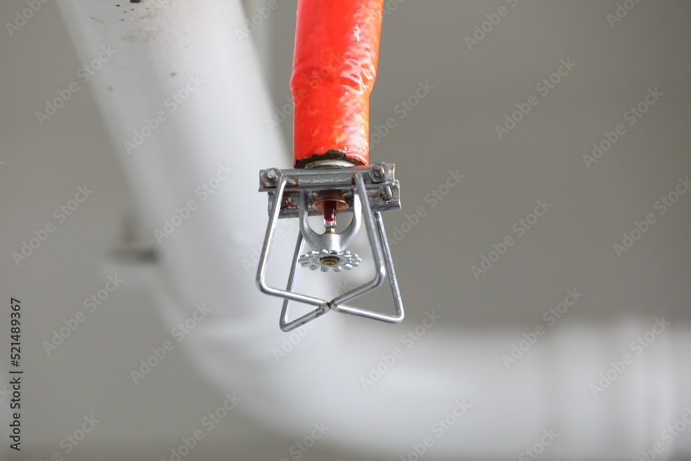Close up image of fire sprinkler . Fire sprinklers are part of an ...