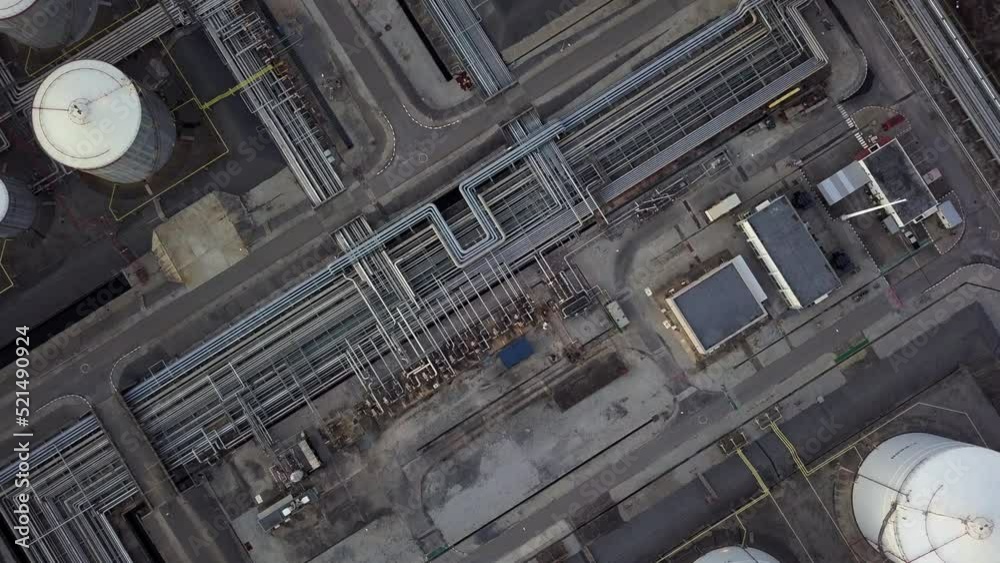 Aerial view oil terminal industrial facility storage oil and ...