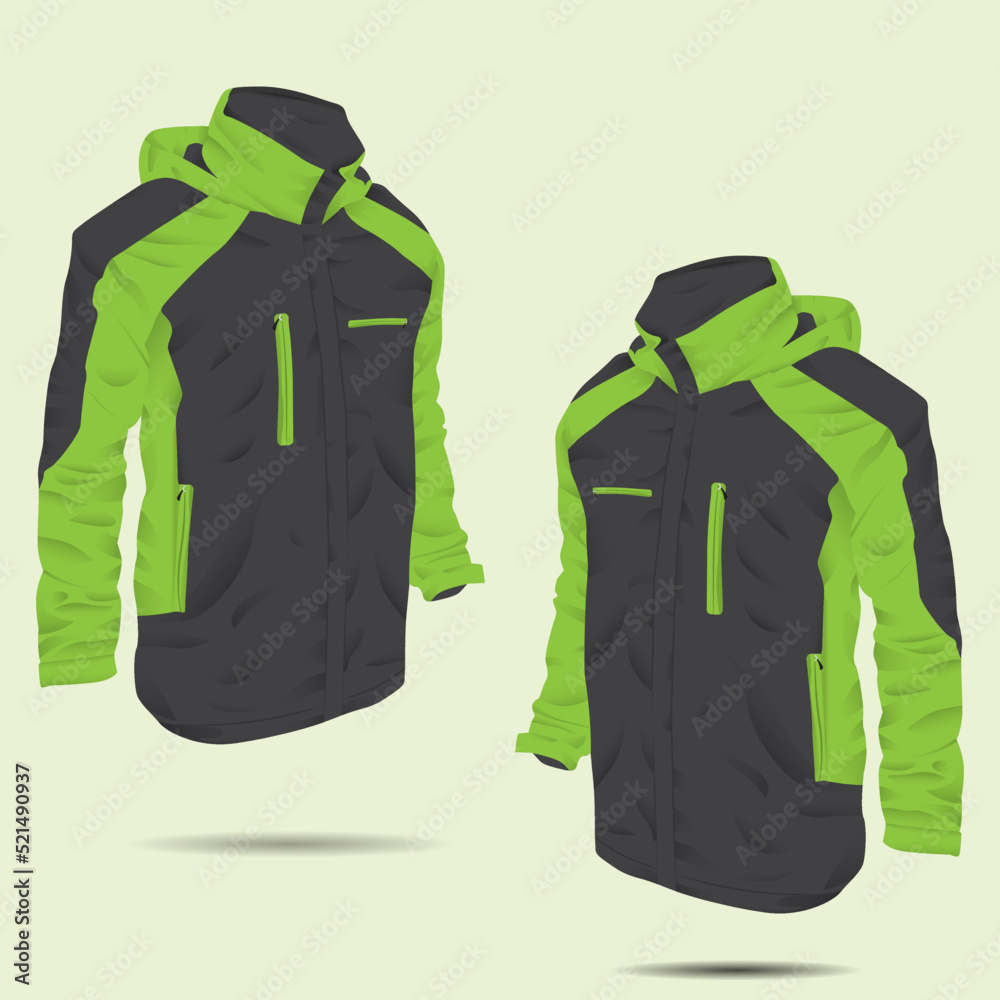 Mountain Jacket Mockup Design Vector. Parachute Jacket. Outdoor Jacket ...