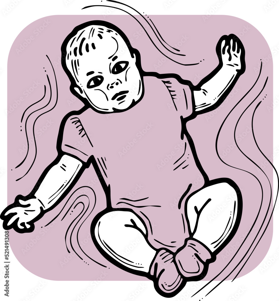 Baby laying, moving arms and legs. Nice dressed little child. New ...