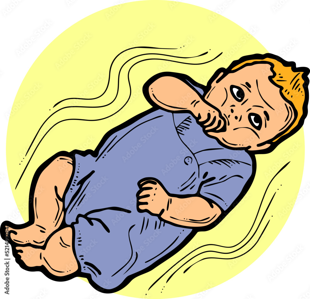 Baby laying, moving arms and legs. Nice dressed little child. New ...