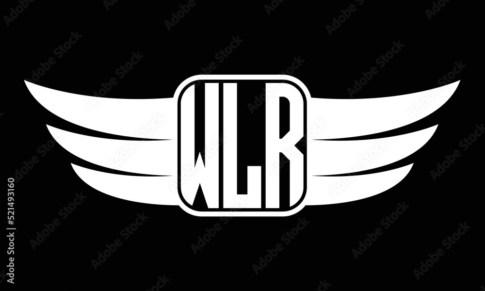 WLR three-letter Wing logo design. flying Vector template Stock Vector ...