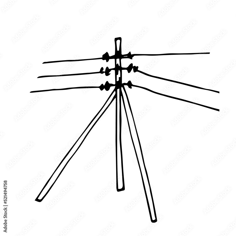 Vetor de Simple hand drawn black outline vector illustration. Old ...