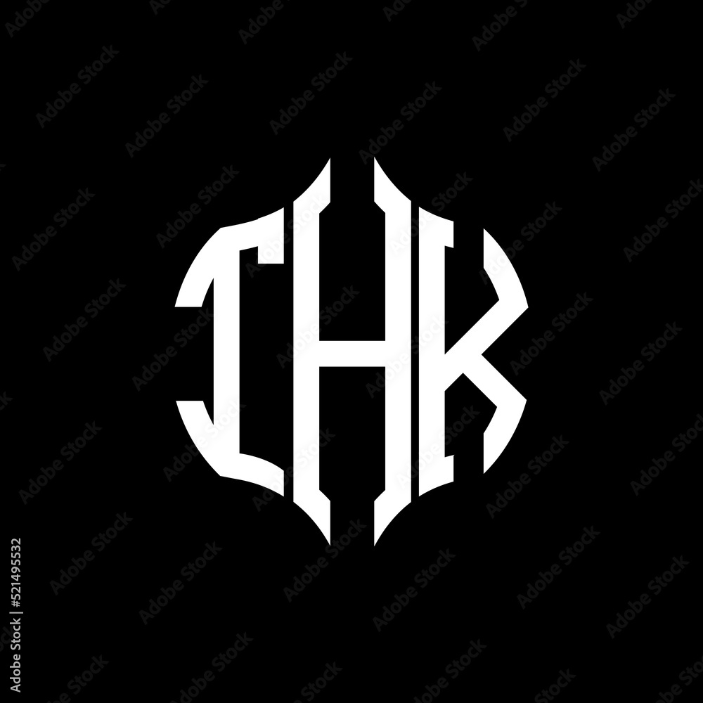 THK letter logo. THK best black background vector image. THK Monogram ...