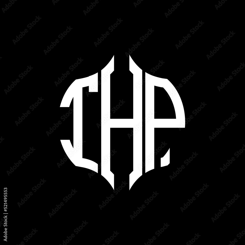 THP letter logo. THP best black background vector image. THP Monogram ...