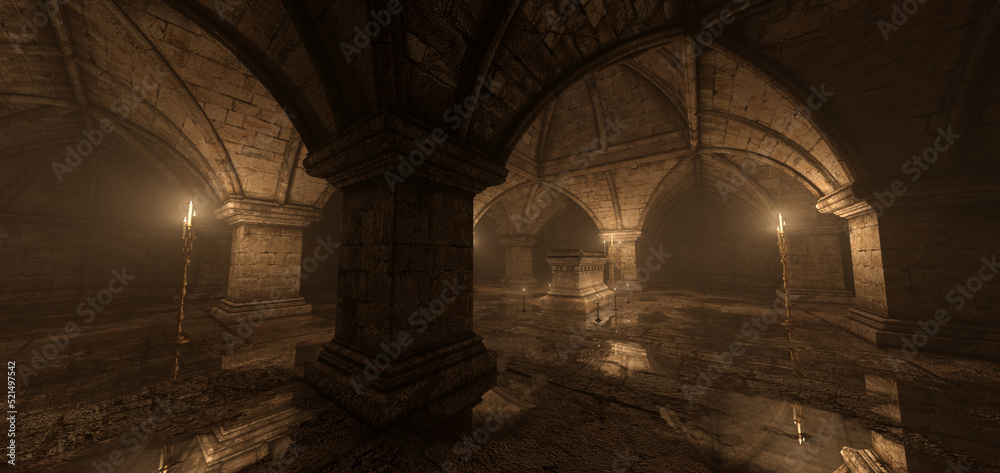 Underground Crypt Panorama Stock Illustration | Adobe Stock