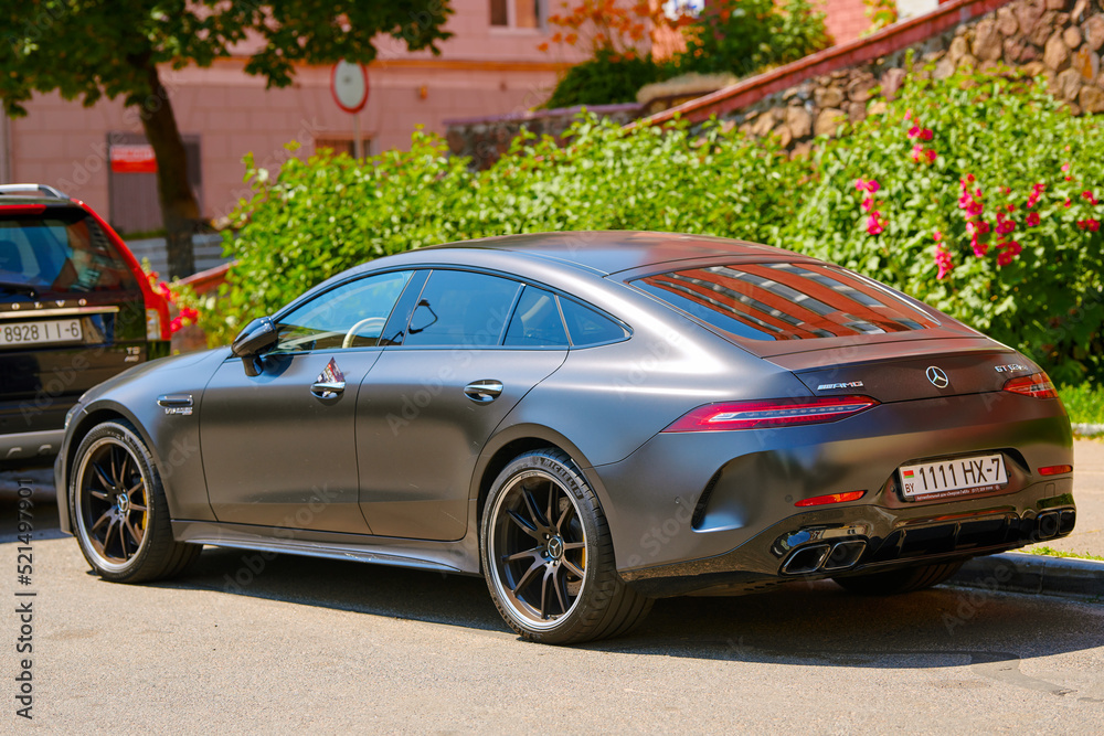 Minsk, Belarus. Jul 2022. Mercedes-Benz AMG GT63S, V8 BITURBO 4MATIC ...