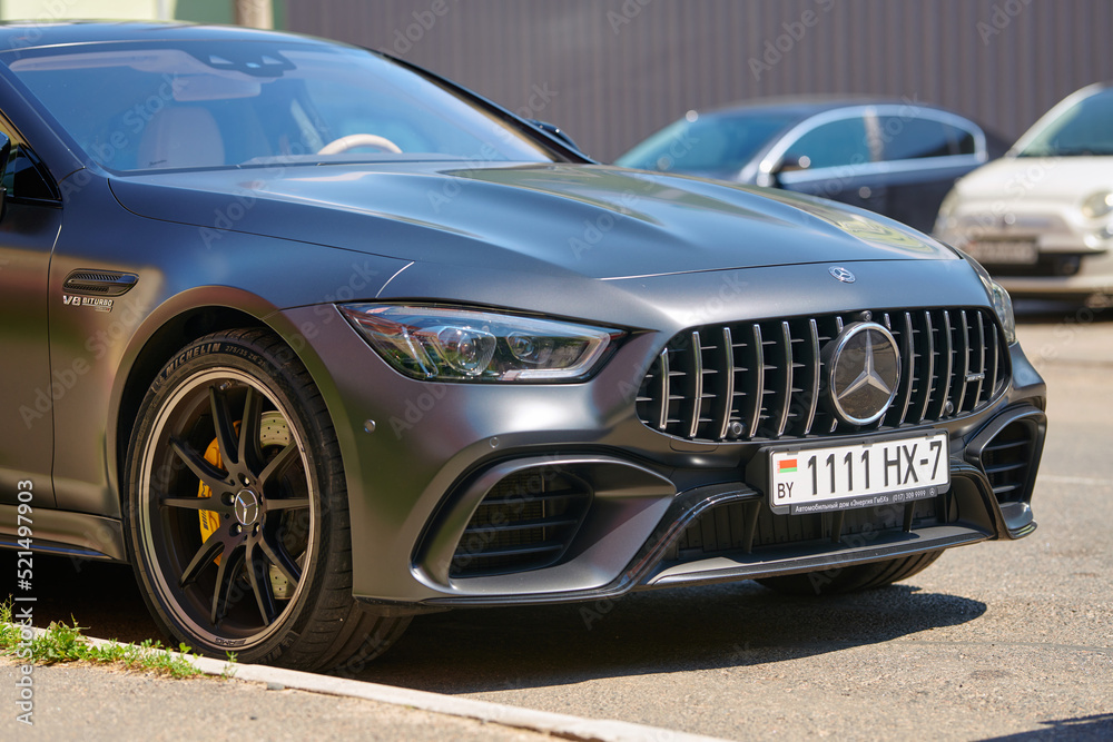 Minsk, Belarus. Jul 2022. Mercedes-Benz AMG GT63S, V8 BITURBO 4MATIC ...