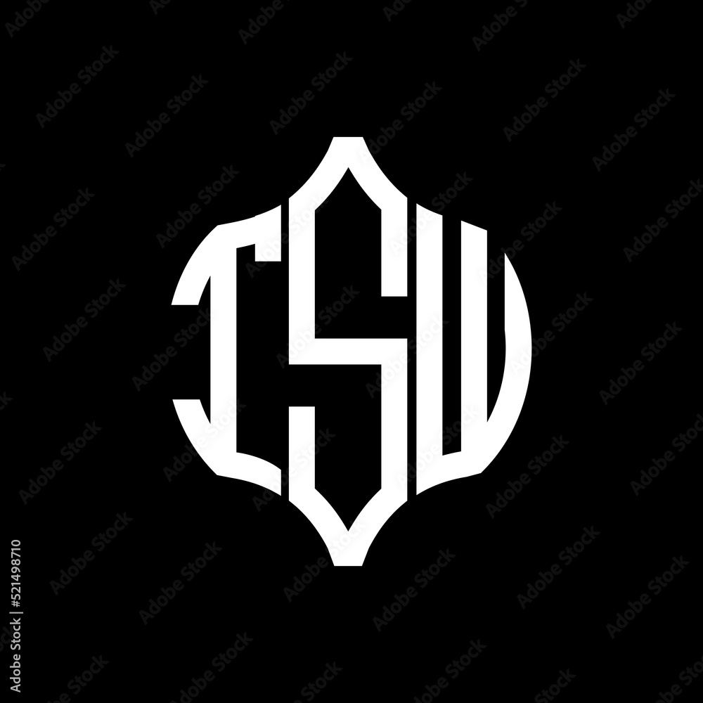 TSW letter logo. TSW best black background vector image. TSW Monogram ...