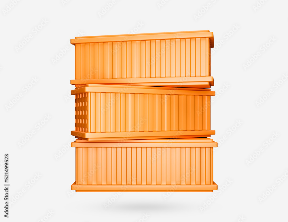 shipping container 3d icon. 3d rendered illustration. Stock ...