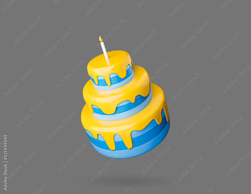 Birthday cake with candles 3d icon. Happy birthday cartoon. Cake 3d ...